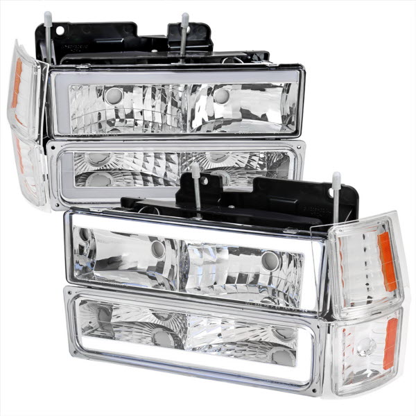1994-98 Chevrolet 8 Piece Front Lighting Set, Chrome Housing And Clear ...